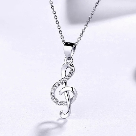 Jewelry | Sterling Silver Treble Clef Note Pendant Chain | Poshmark